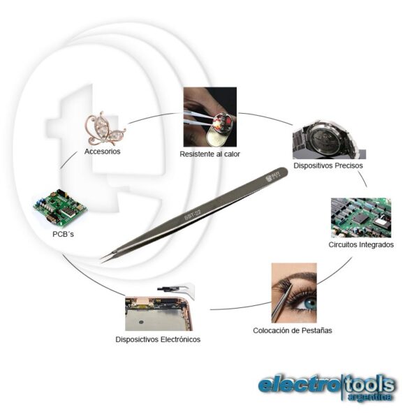 Pinza Brusela Alta Precisión Acero Inox Esd Electrónica Best – Electro Tools Argentina